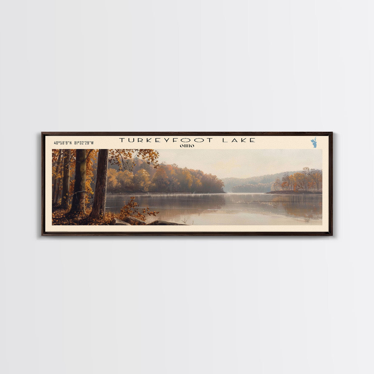 Turkeyfoot Lake Ohio Panoramic Wall Art, Framed Canvas Print, Lake Hou