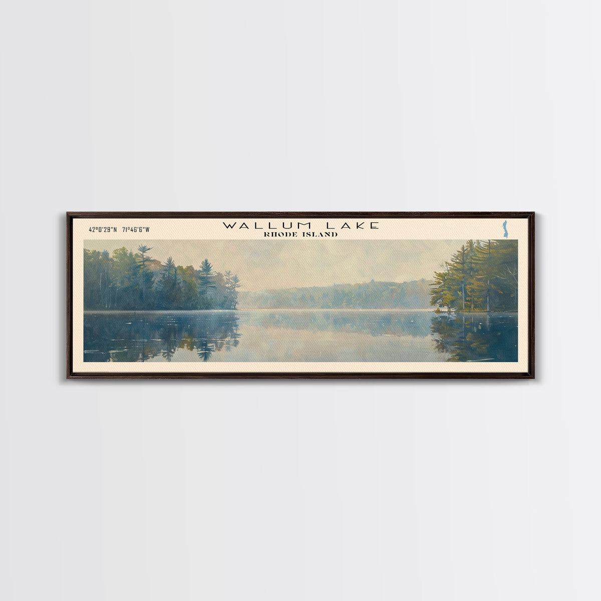 Wallum Lake Rhode Island Panoramic Wall Art, Framed Canvas Print, Lake