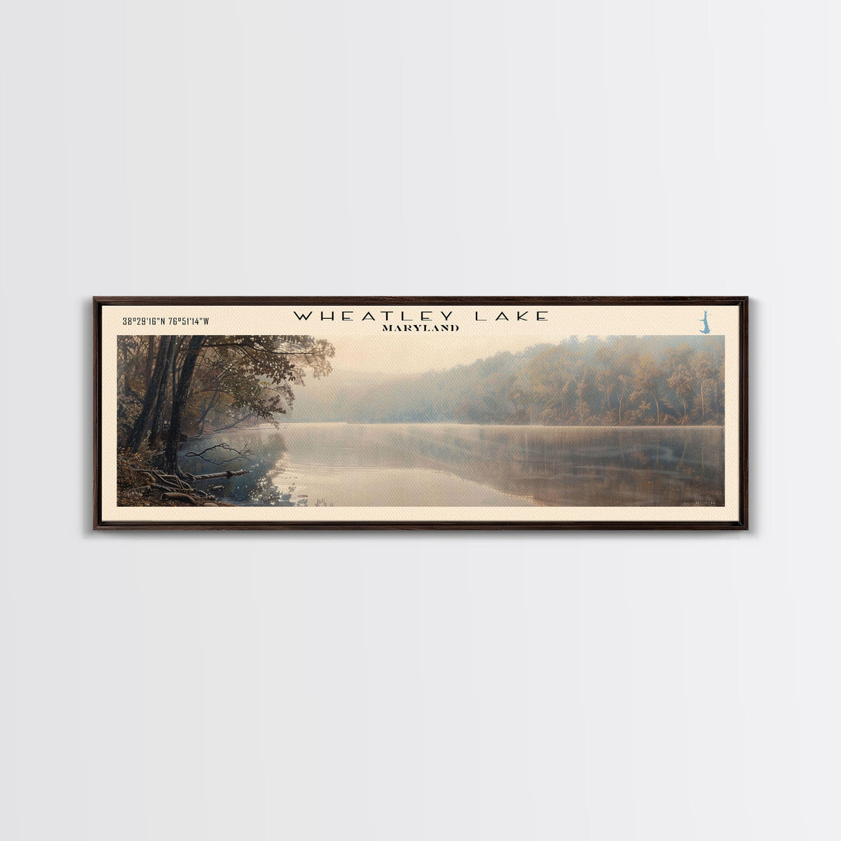 Wheatley Lake Maryland Panoramic Wall Art, Framed Canvas Print, Lake H