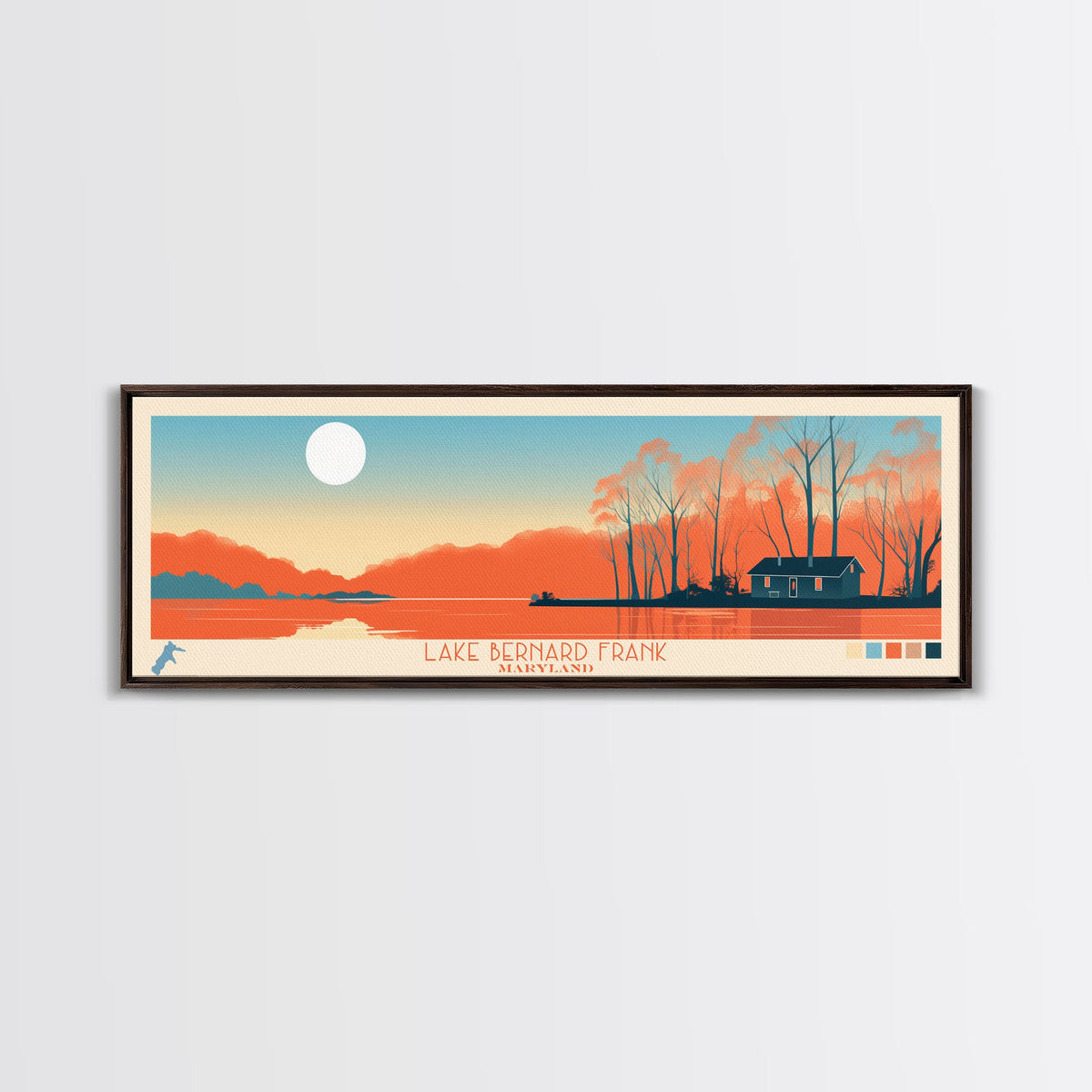 Lake Bernard Frank Maryland Framed Canvas Print, Panoramic Art, Midcen