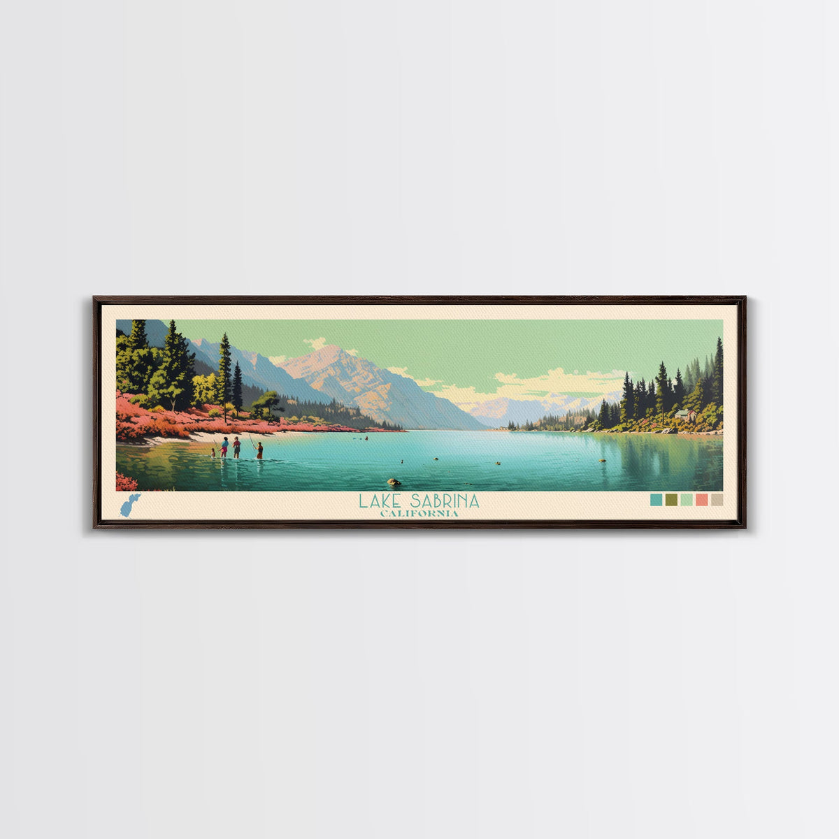 Lake Sabrina California Framed Canvas Print, Panoramic Wall Art, Midce