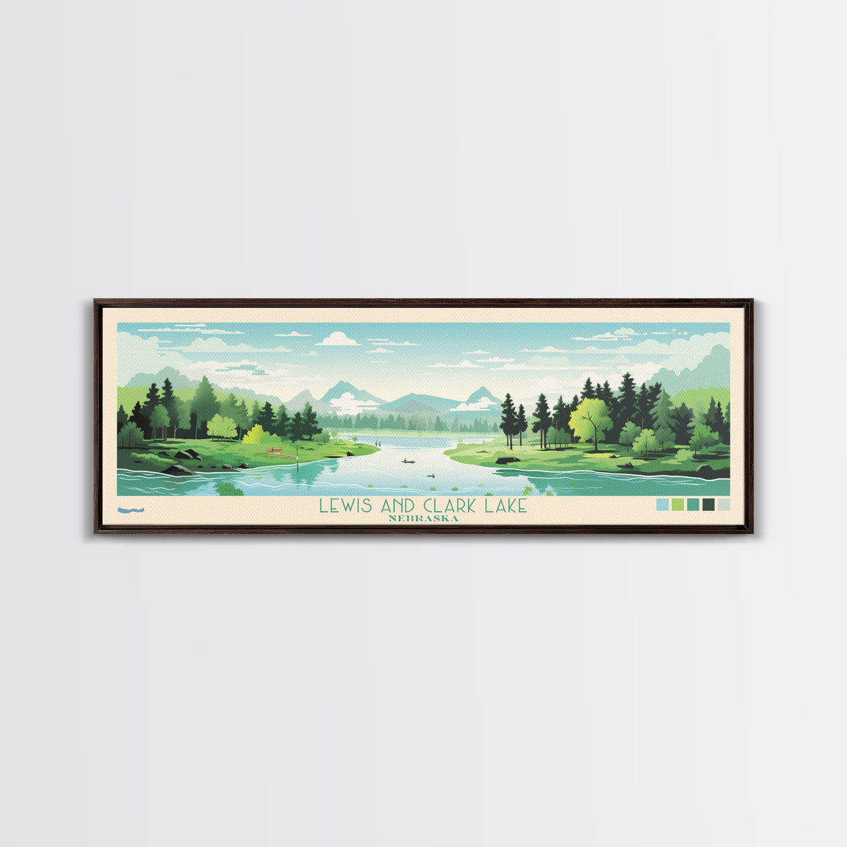 Lewis and Clark Lake, Nebraska Panoramic Wall Art Framed Canvas Print,