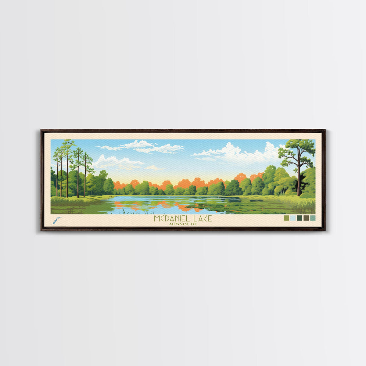 McDaniel Lake, Missouri Panoramic Wall Art Framed Canvas Print, Midcen