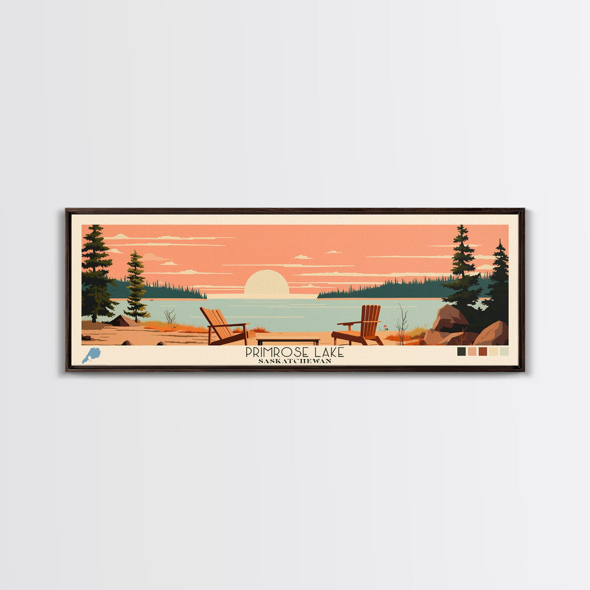 Primrose Lake, Saskatchewan Framed Canvas Print, Home Decor, Midcentur