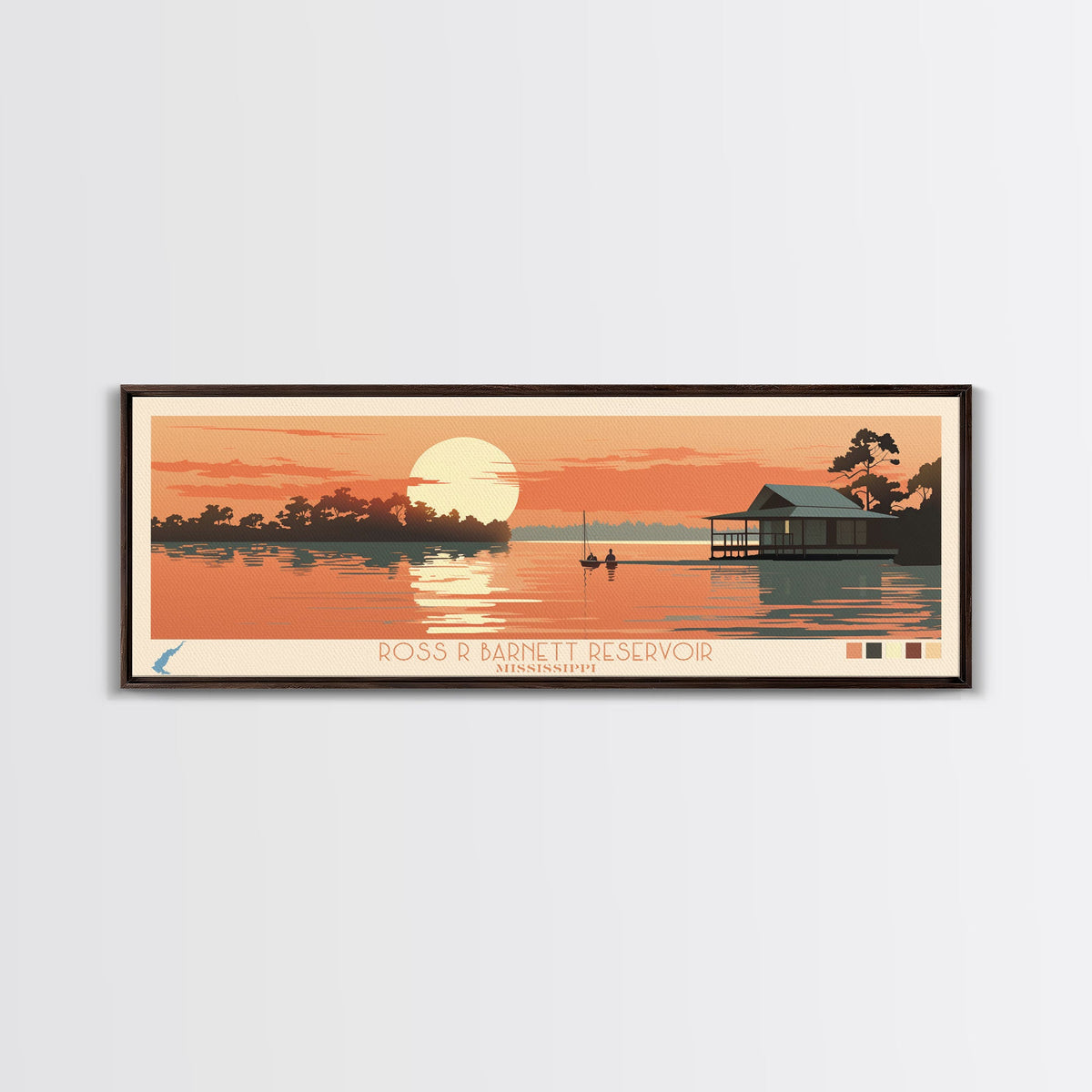 Ross R. Barnett Reservoir, Mississippi Framed Canvas Print, Panoramic