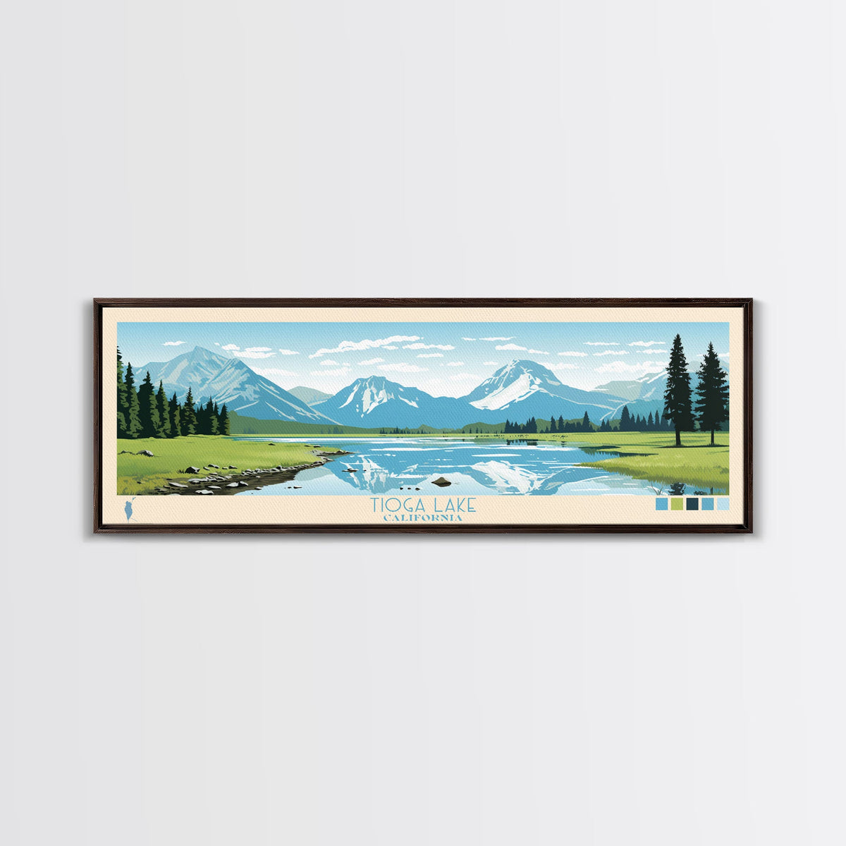 Tioga Lake, California Framed Canvas Print, Lake House Art, Midcentury