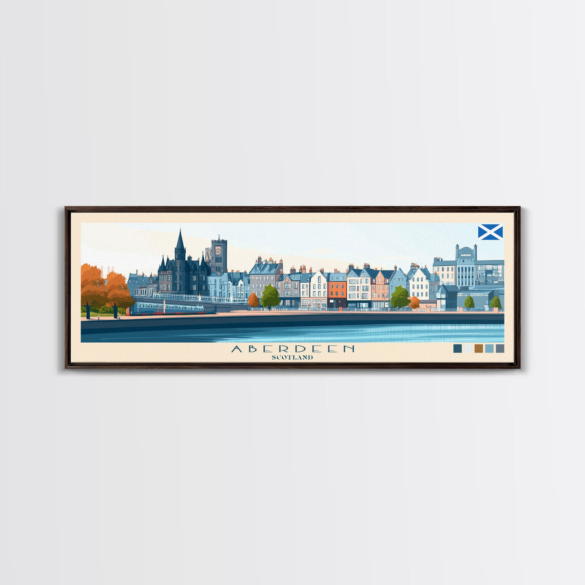 Aberdeen, Scotland Panoramic Travel Poster Canvas Print, Aberdeen, Sco