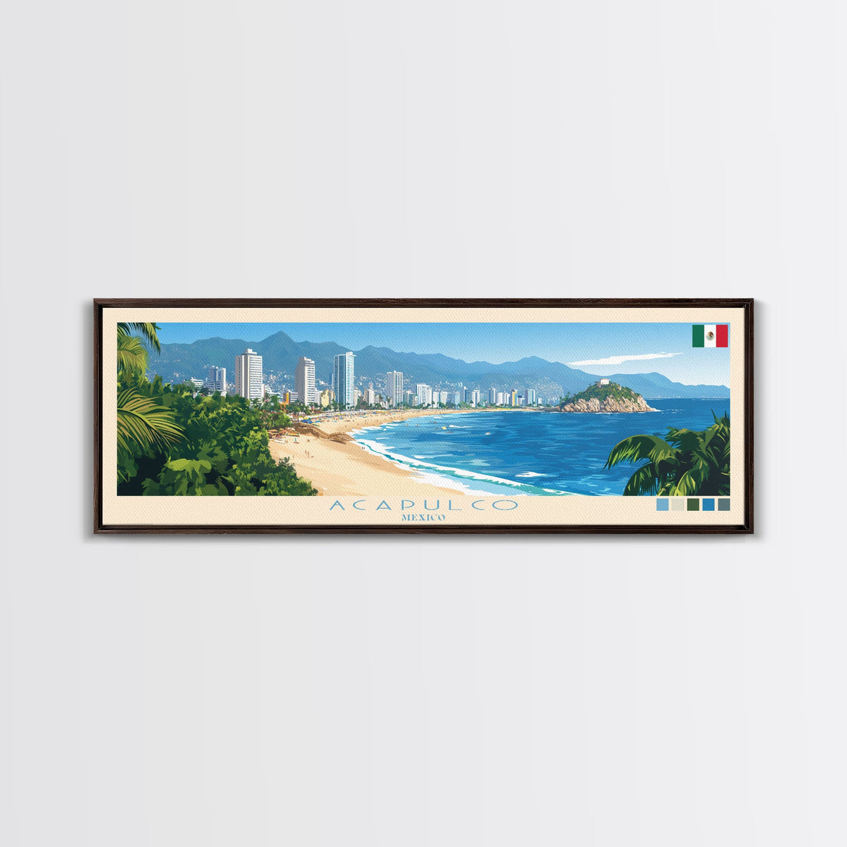 Acapulco, Mexico Travel Poster Panoramic Canvas Print, Acapulco, Mexic