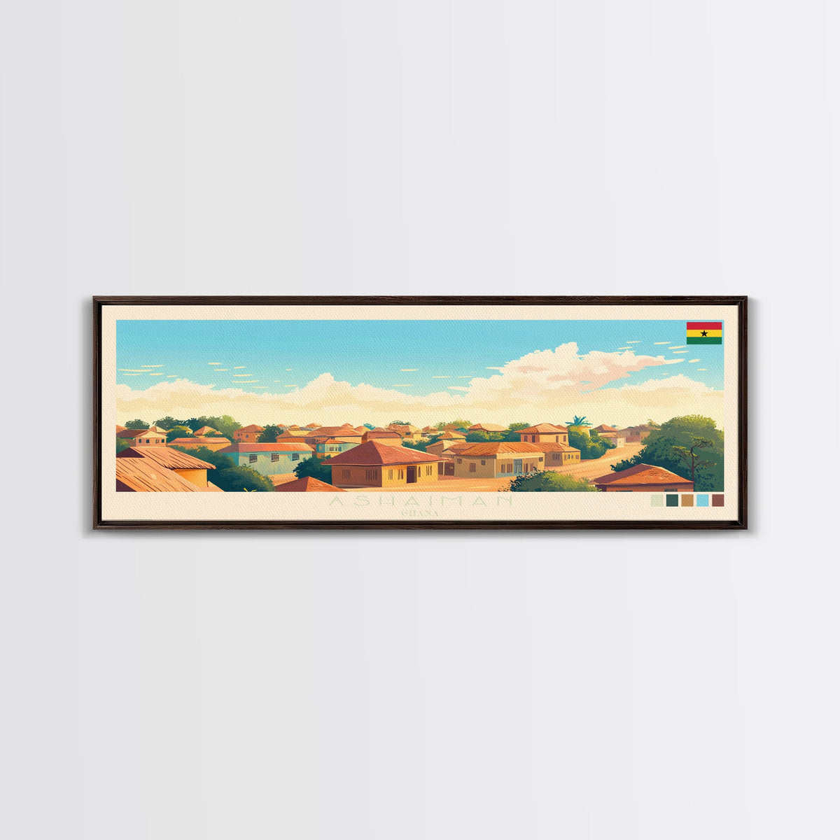 Panoramic Travel Poster Ashaiman, Ghana Canvas Print, Ashaiman, Ghana