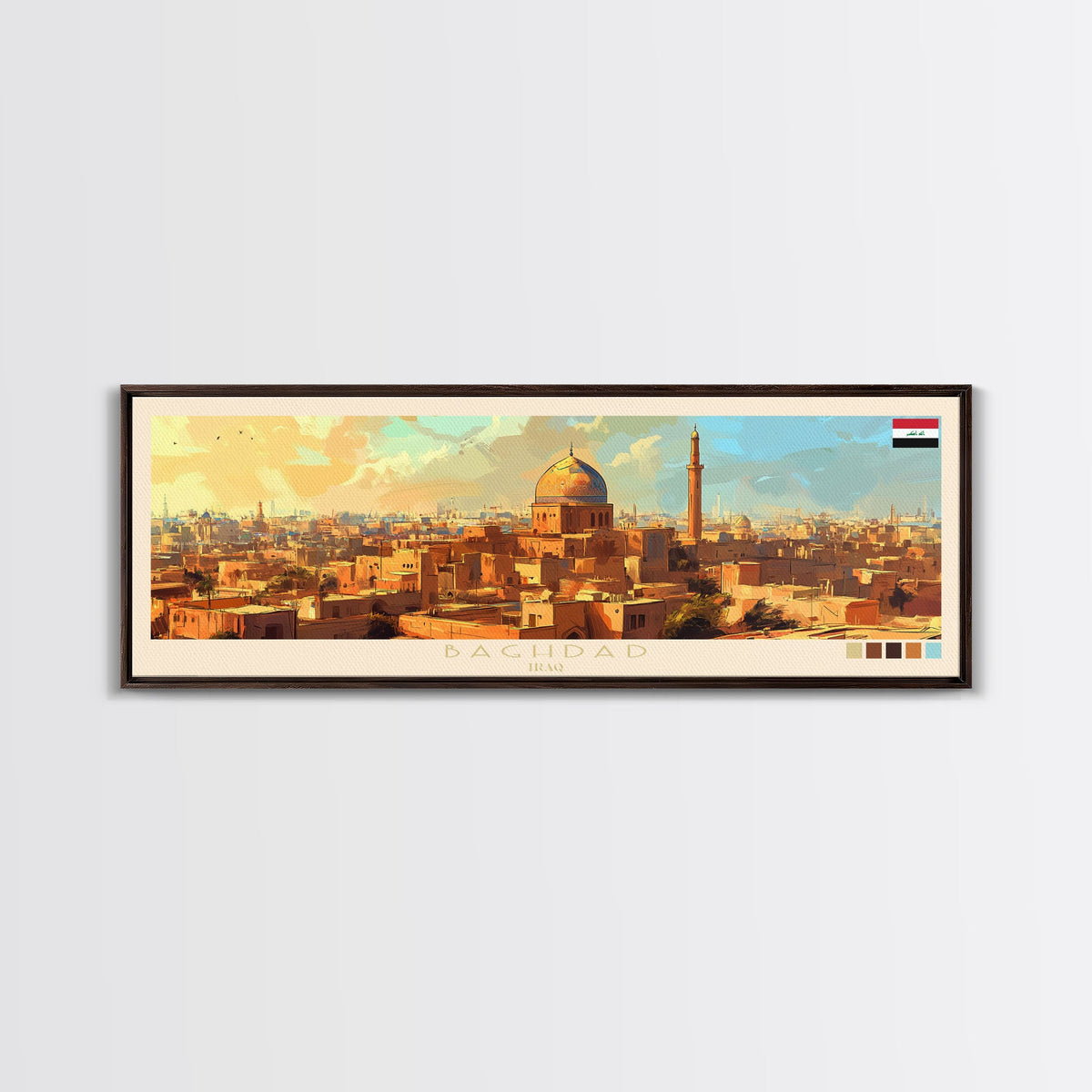 Baghdad, Iraq Panoramic Travel Poster Canvas Print, Baghdad, Iraq Pain