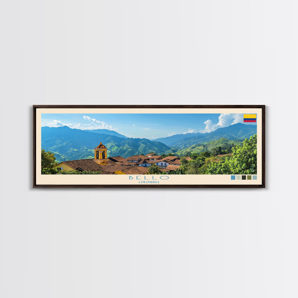 Bello, Colombia Panoramic Travel Poster Canvas Print, Bello, Colombia