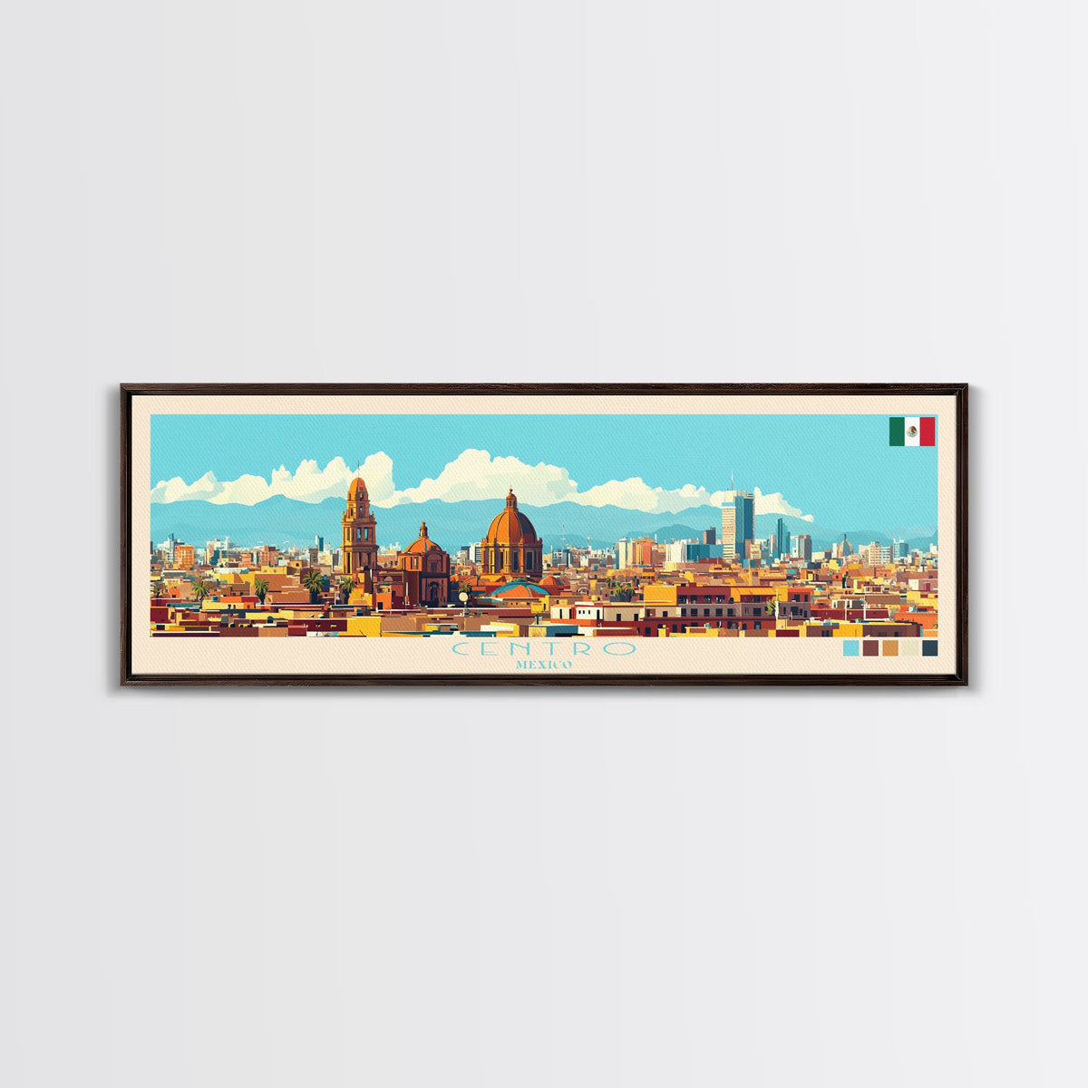 Centro, Mexico Panoramic Travel Poster Canvas Print, Centro, Mexico Pa