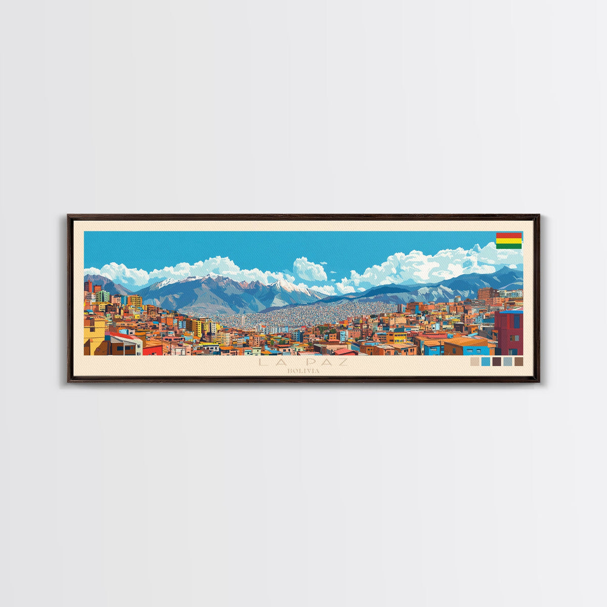 La Paz, Bolivia Panoramic Travel Poster Canvas Print, La Paz, Bolivia