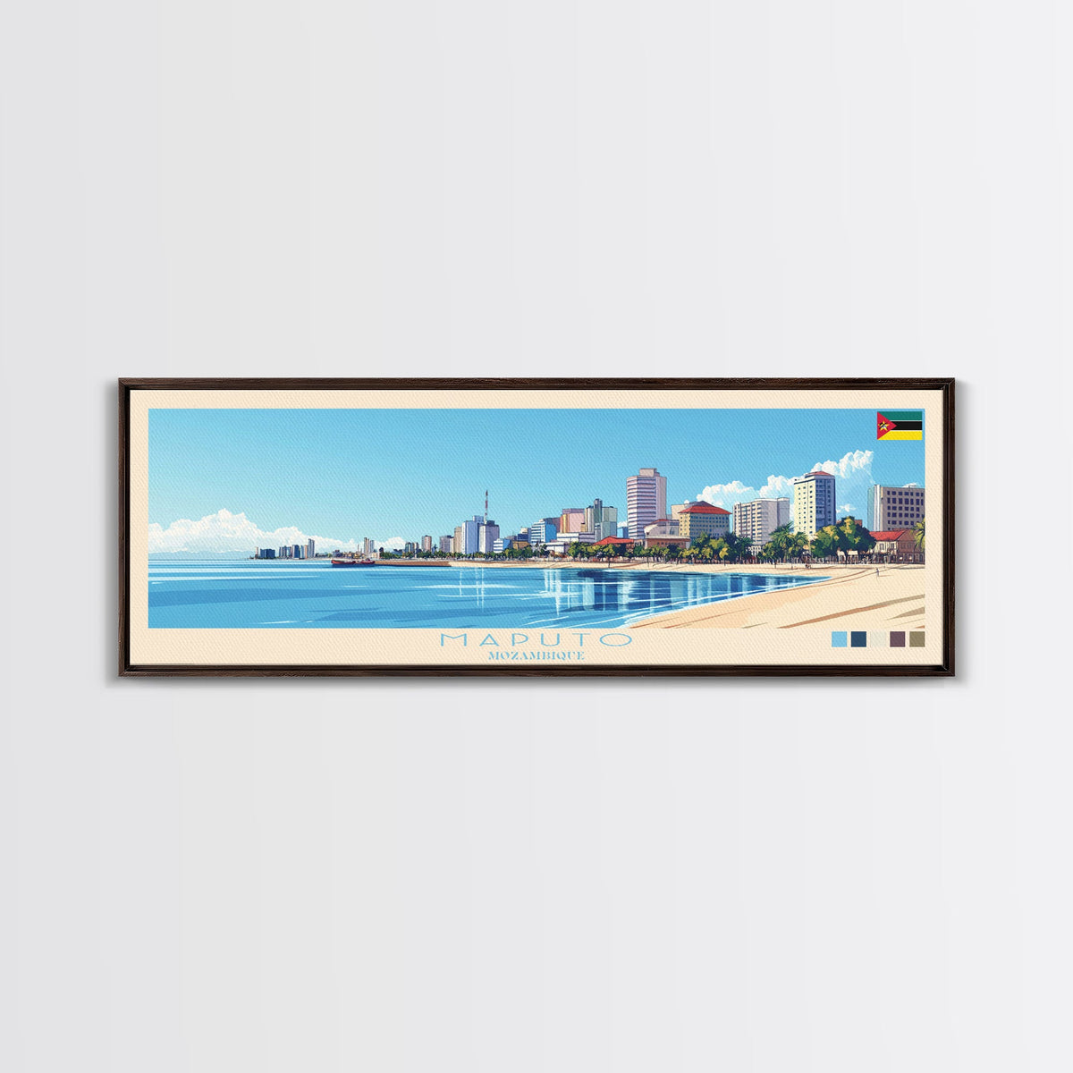 Maputo, Mozambique Travel Poster Panoramic Canvas Print, Maputo, Mozam