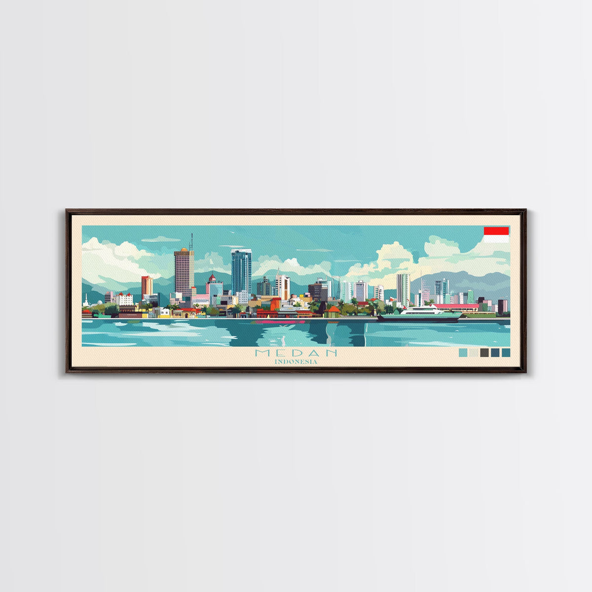 Medan, Indonesia Panoramic Travel Poster Canvas Print, Medan, Indonesi