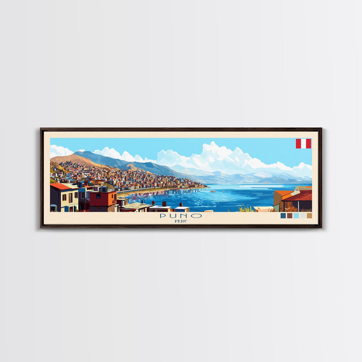 Panoramic Travel Poster Puno, Peru Canvas Print, Puno, Peru Painting,