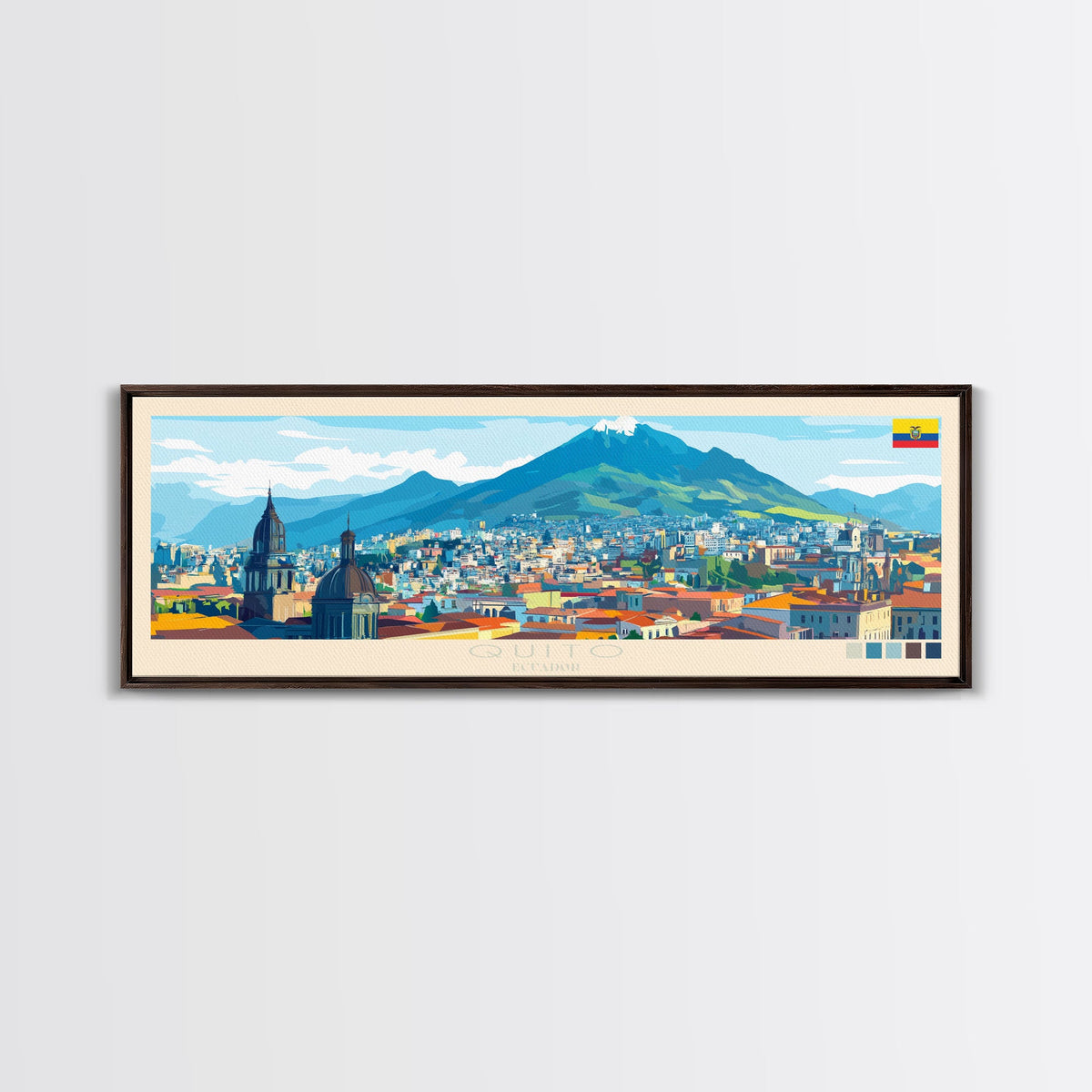 Quito, Ecuador Panoramic Travel Poster Canvas Print, Quito, Ecuador Pa