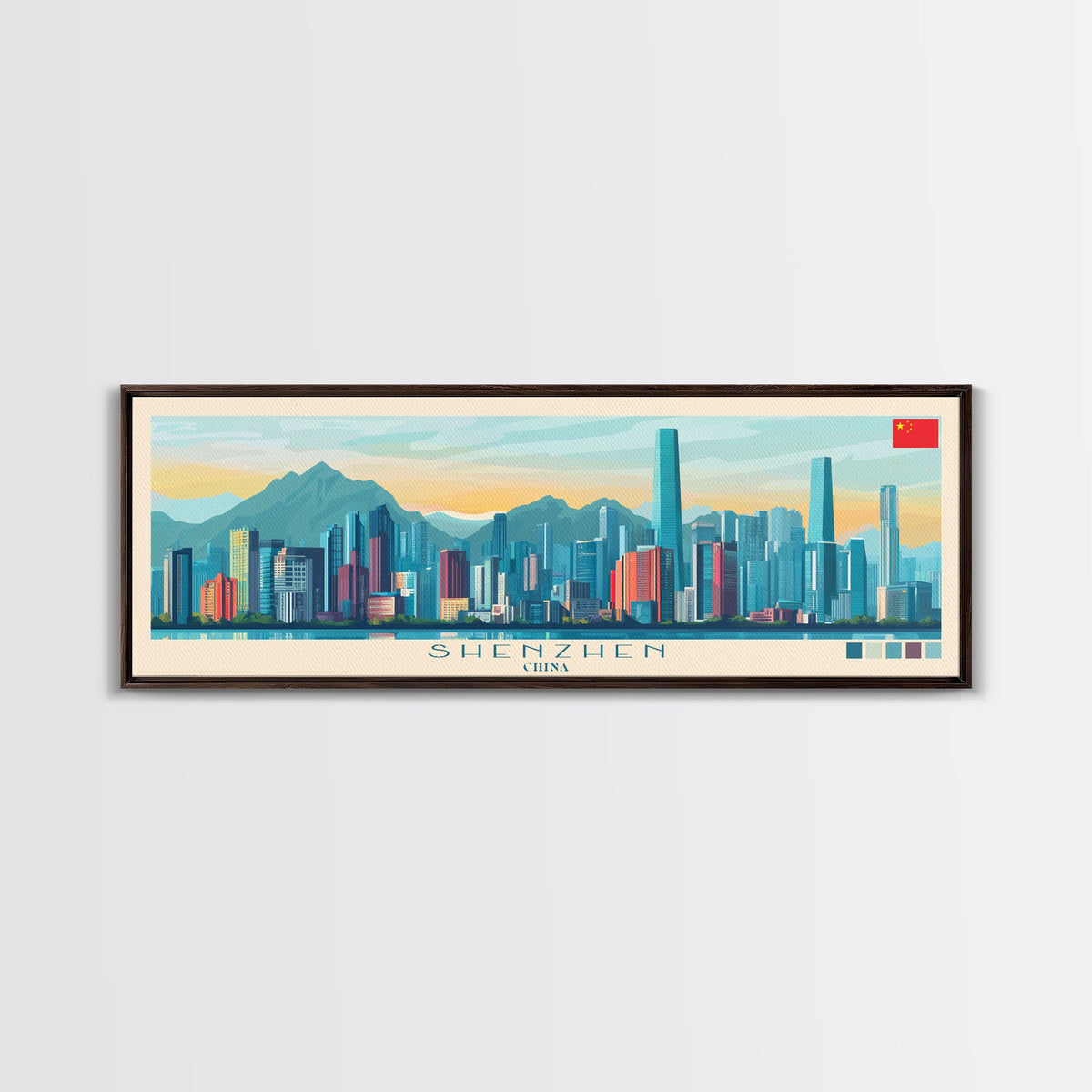 Panoramic Travel Poster Shenzhen, China Canvas Print, Shenzhen, China