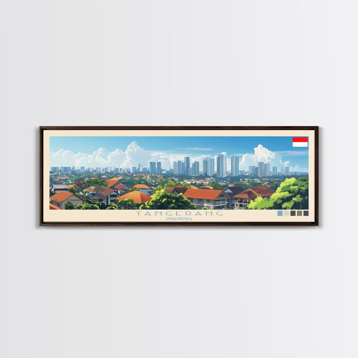 Panoramic Travel Poster Tangerang, Indonesia Canvas Print, Tangerang,