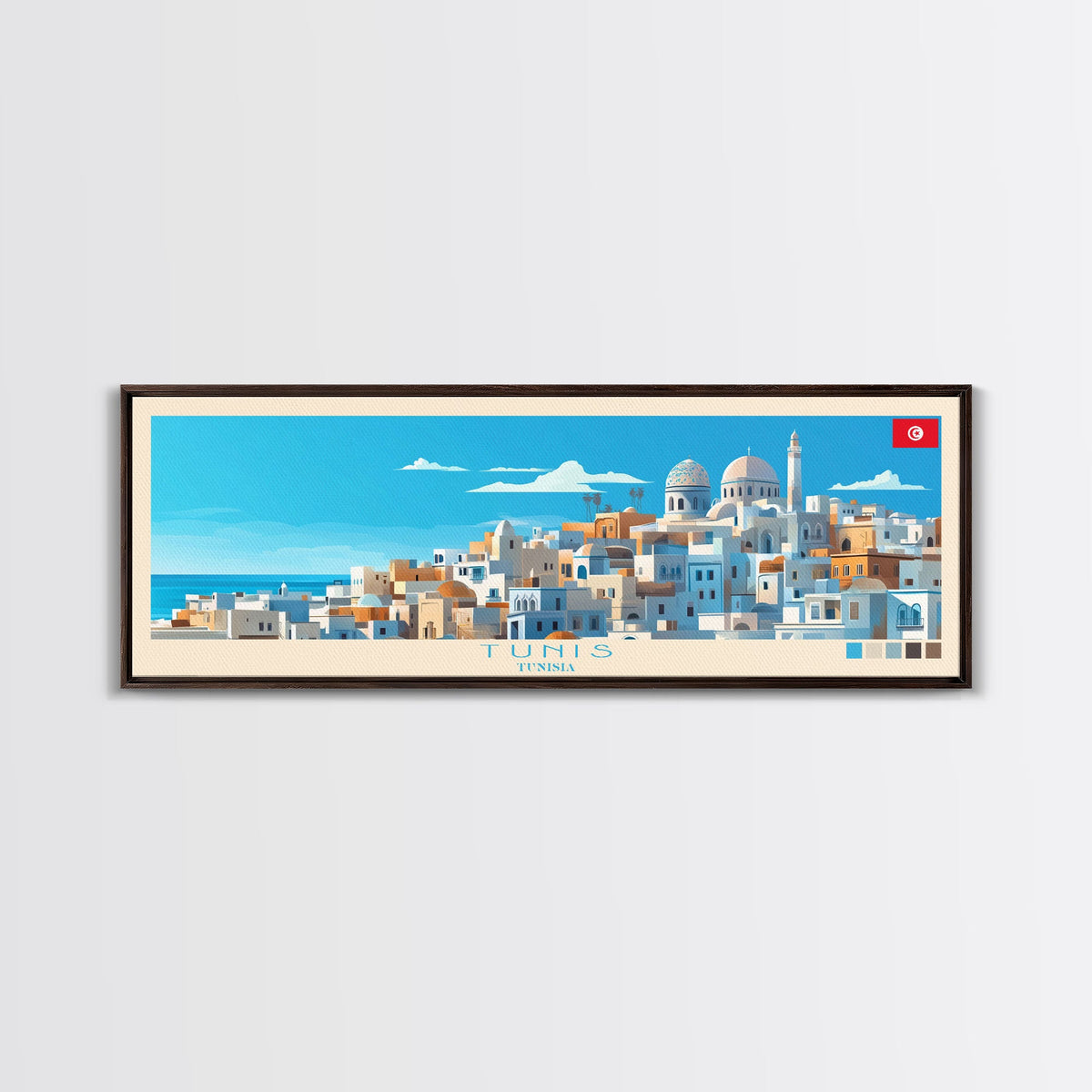 Panoramic Travel Poster Tunis, Tunisia Canvas Print, Tunis, Tunisia Pa