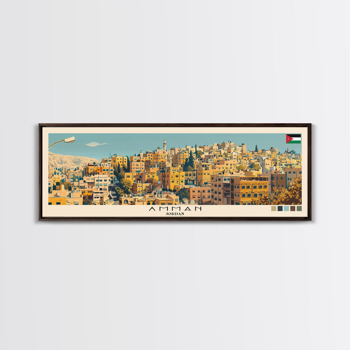 Amman, Jordan Panoramic Canvas Print, Amman, Jordan Painting, Jordan A