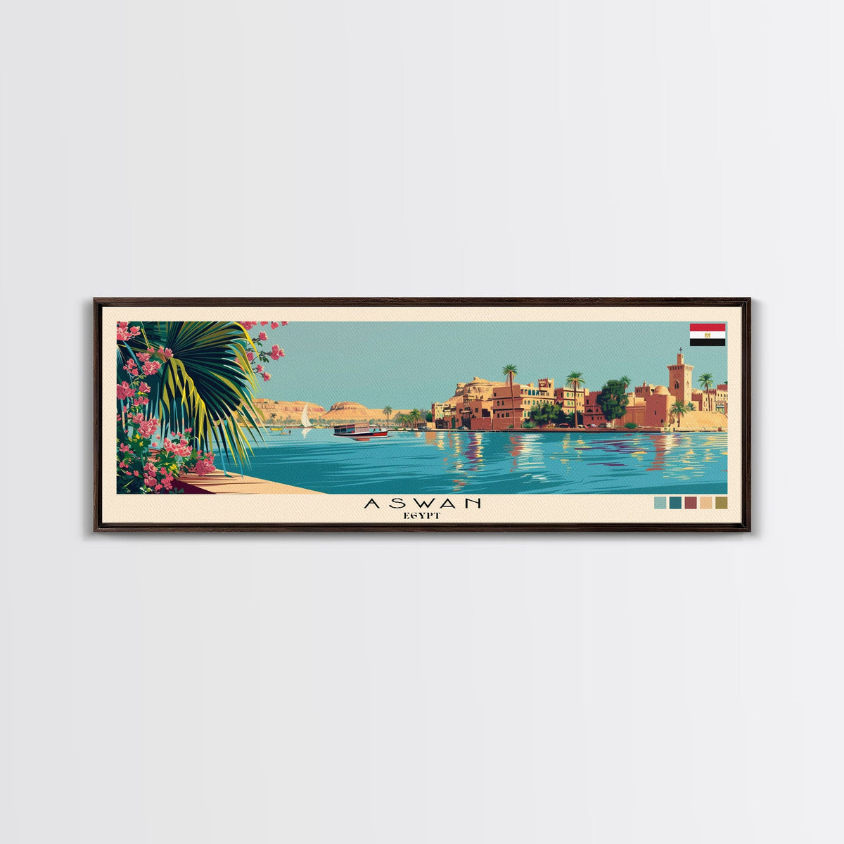 Aswan, Egypt Panoramic Canvas Print, Aswan, Egypt Painting, Egypt Art,