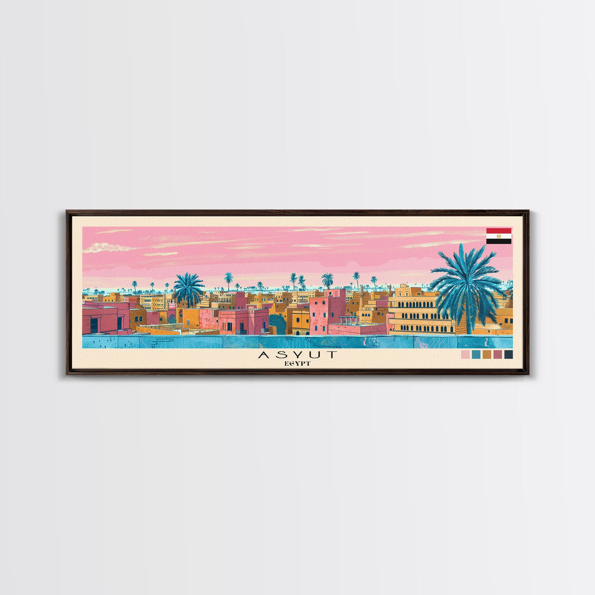 Asyut, Egypt Panoramic Canvas Print, Asyut, Egypt Painting, Egypt Art,