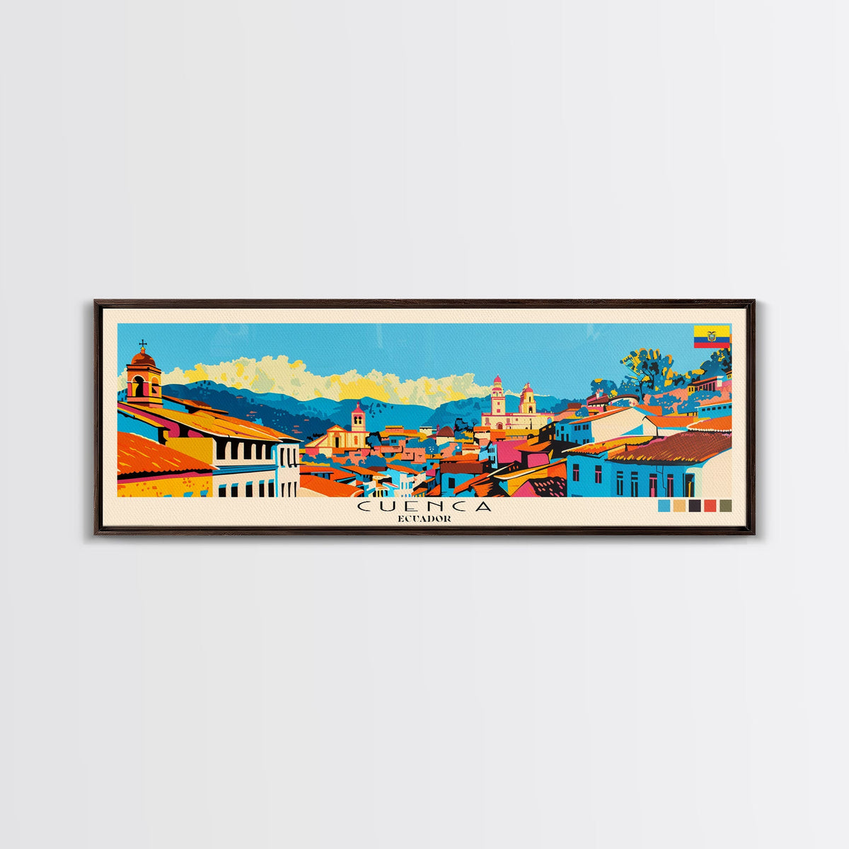 Cuenca, Ecuador Panoramic Canvas Print, Cuenca, Ecuador Painting, Ecua