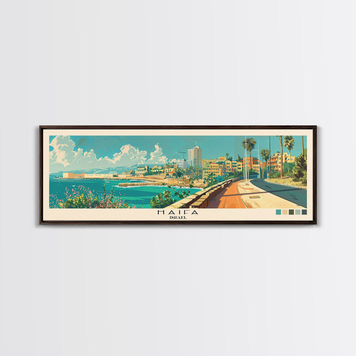Haifa, Israel Panoramic Canvas Print, Haifa, Israel Painting, Israel A