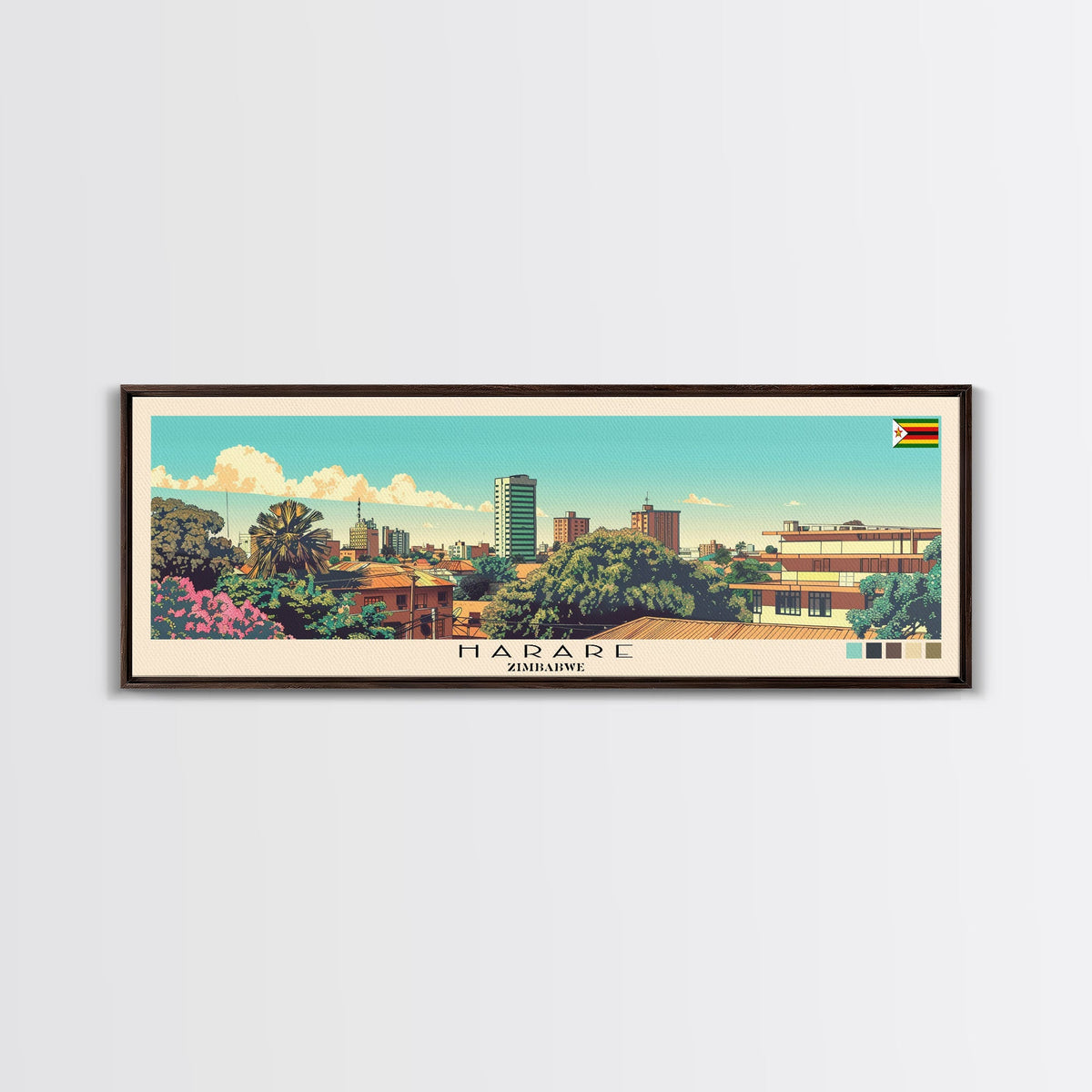 Harare, Zimbabwe Panoramic Canvas Print, Harare, Zimbabwe Painting, Zi