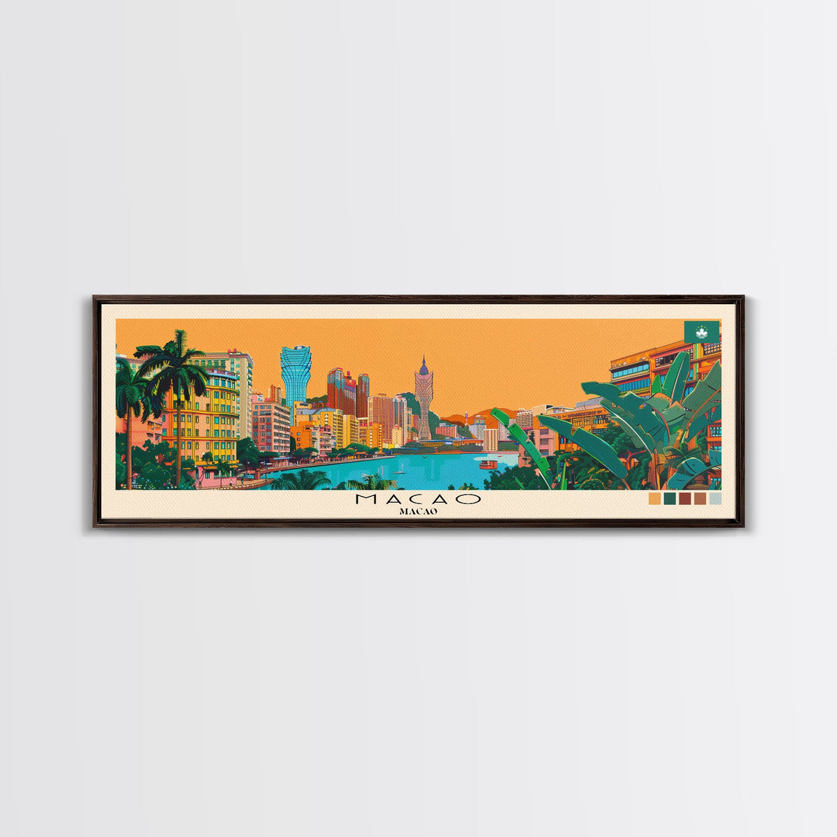 Macao, Macao Panoramic Canvas Print, Macao, Macao Painting, Macao Art,