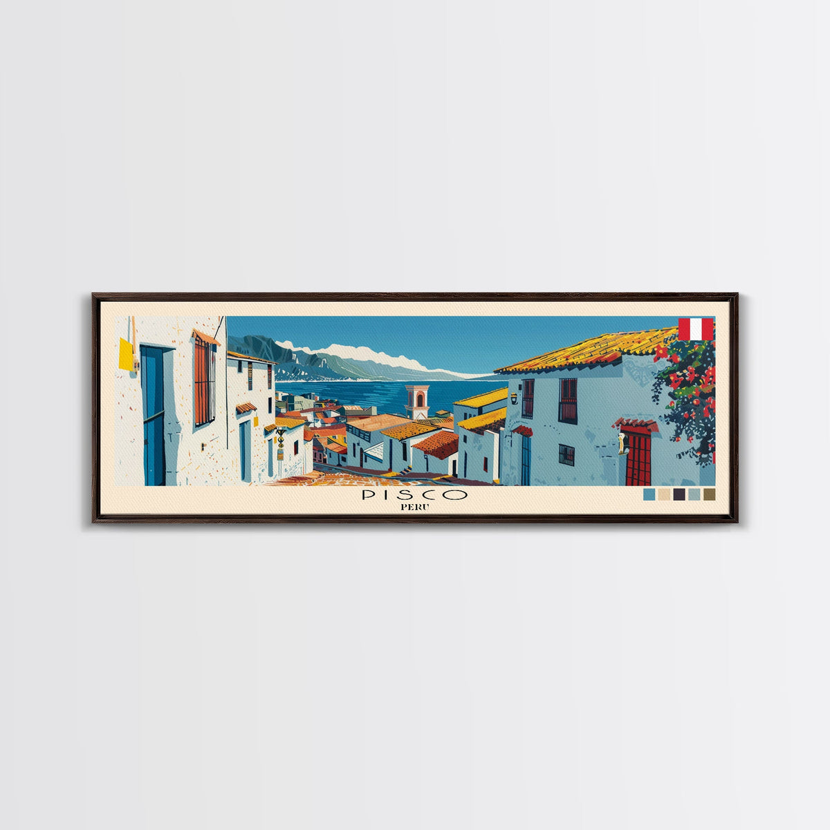 Pisco, Peru Panoramic Canvas Print, Pisco, Peru Painting, Peru Art, Pi