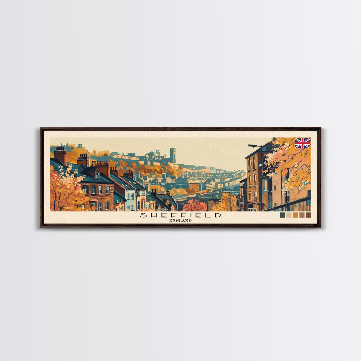 Sheffield, England Panoramic Canvas Print, Sheffield, England Painting