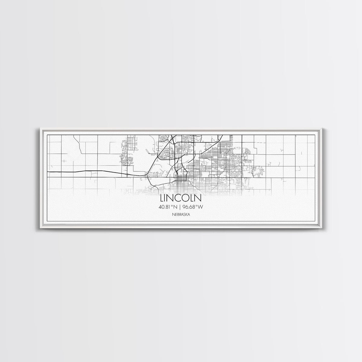 Panoramic Lincoln City Map, Nebraska Art, Map Print, Minimalist Wall A