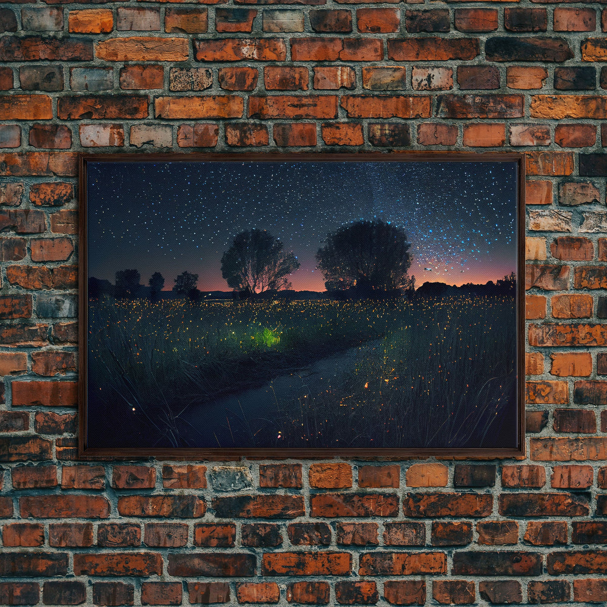 Fireflies light up the Oklahoma Prairie under a Starry night sky, fram