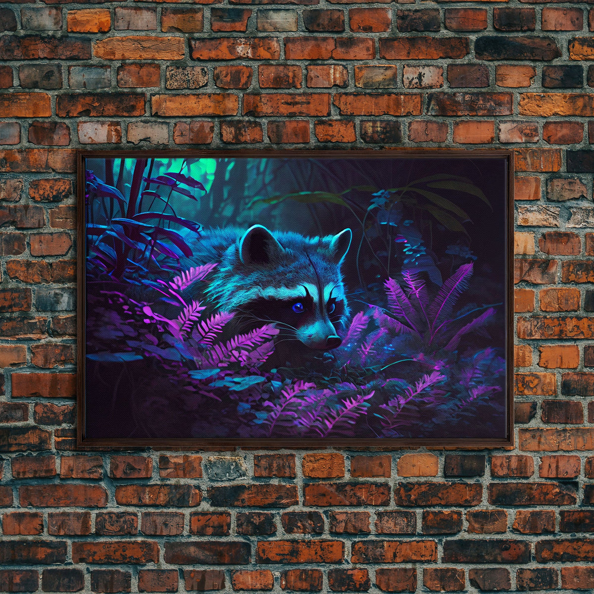 Trash panda art, Racoon in the jungle, vaporwave aesthetic animal art,