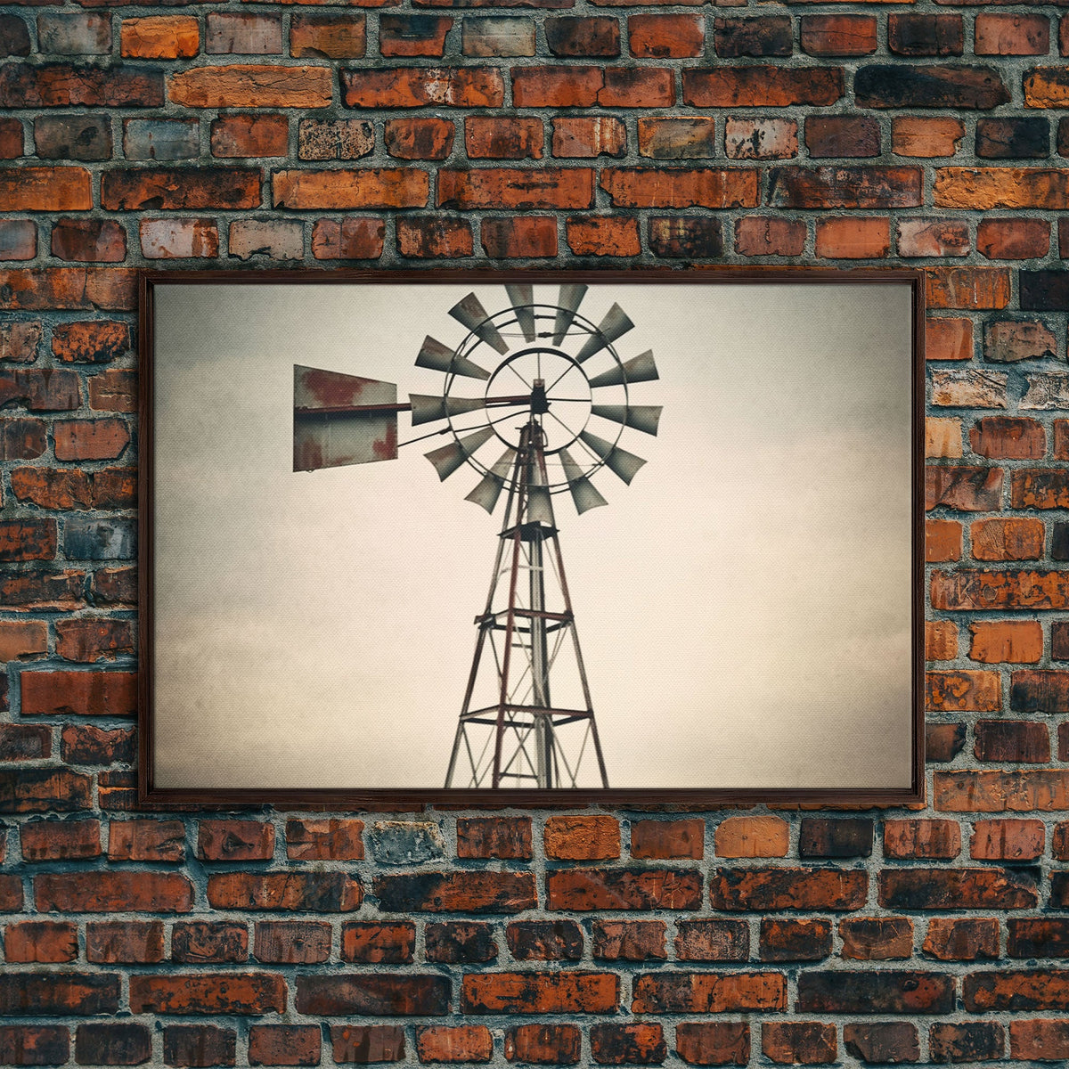 Rustic Farmhouse Home Decor, Windmill Photography Photo Print Art, Rus