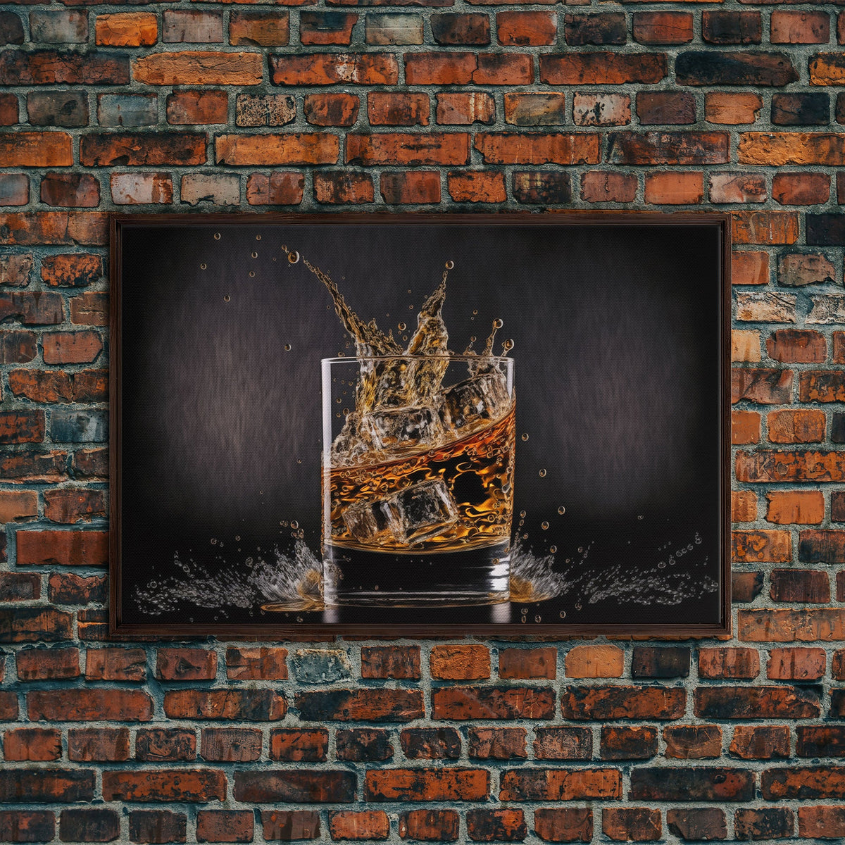 Whiskey Wall Décor, Glass of Whiskey with Splash, Man Cave Wall Art, W
