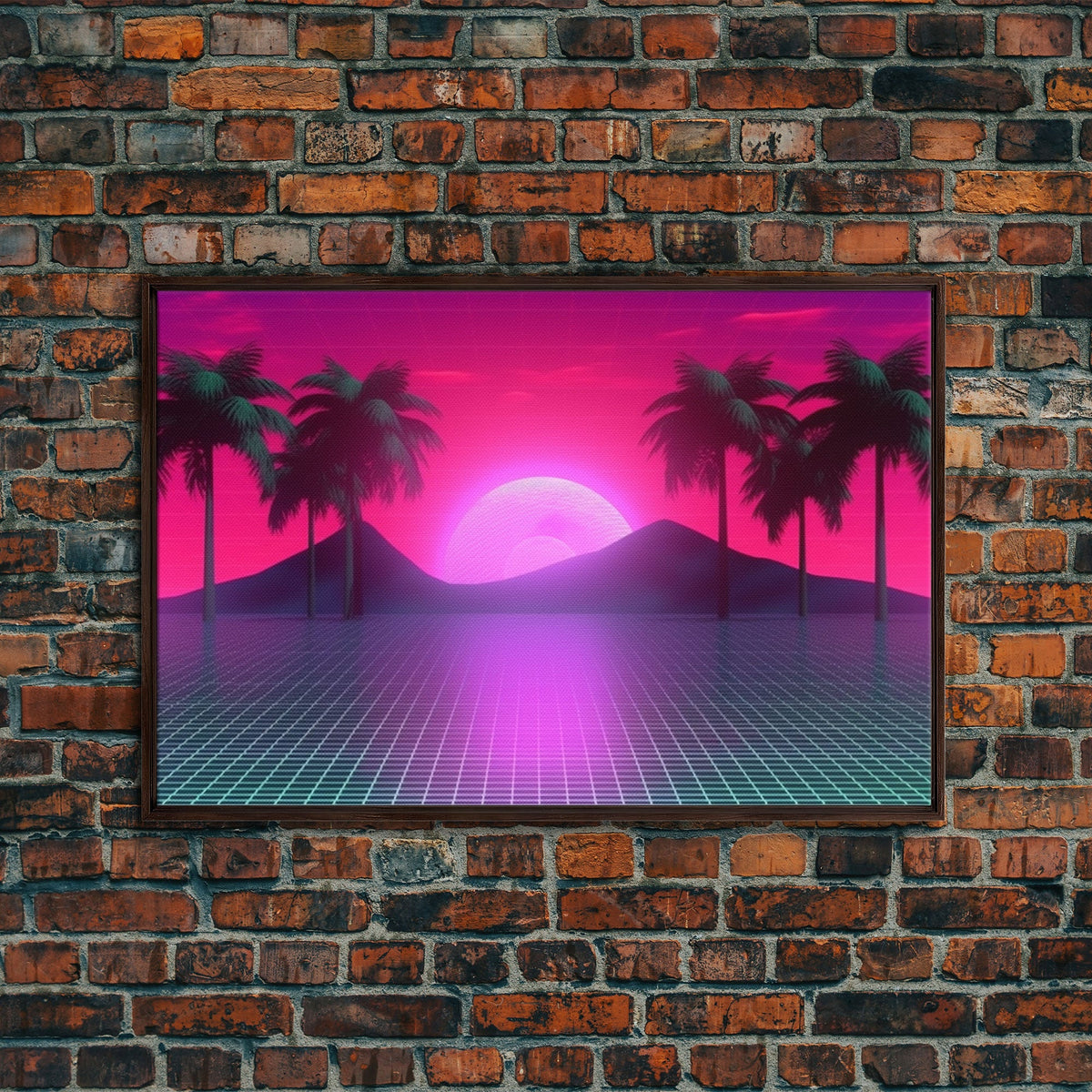 Landscape Wall Art | Framed Canvas Print | Living room art | Vaporwave