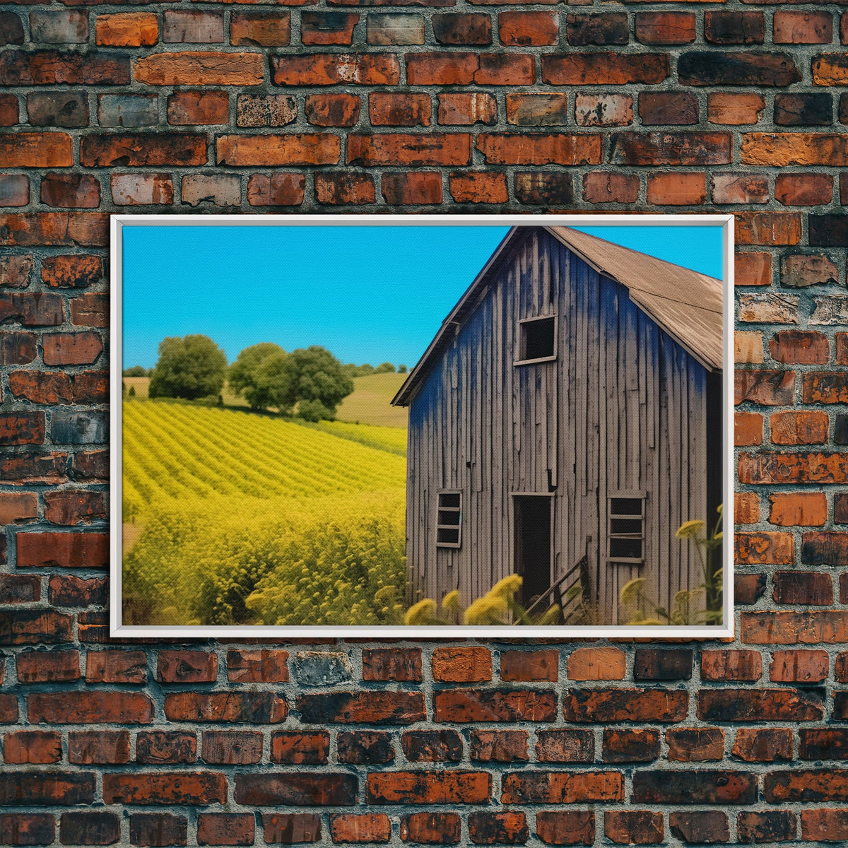 Liminal Spaces, Abandoned Barn Canvas Print, Rustic / Minimalist Cotta