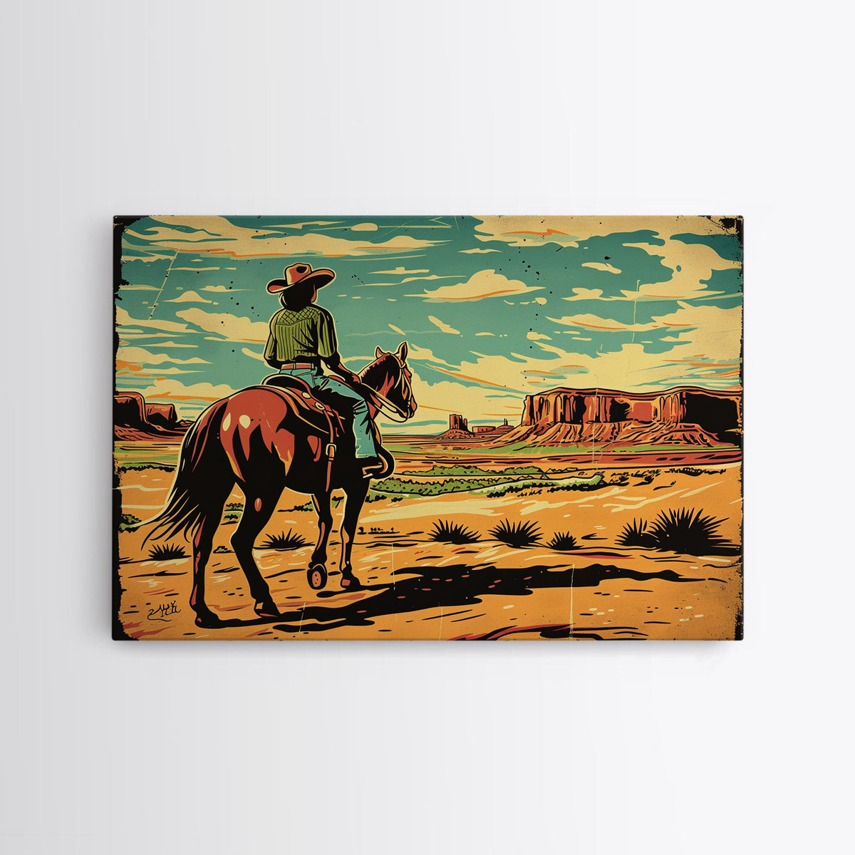 The Cowgirl | Wild West Pop Art | Framed Canvas Print Or Metal Print
