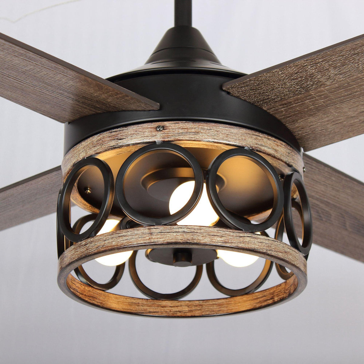 52" Kashmir Farmhouse Downrod Mount Reversible Ceiling Fan with Lighti