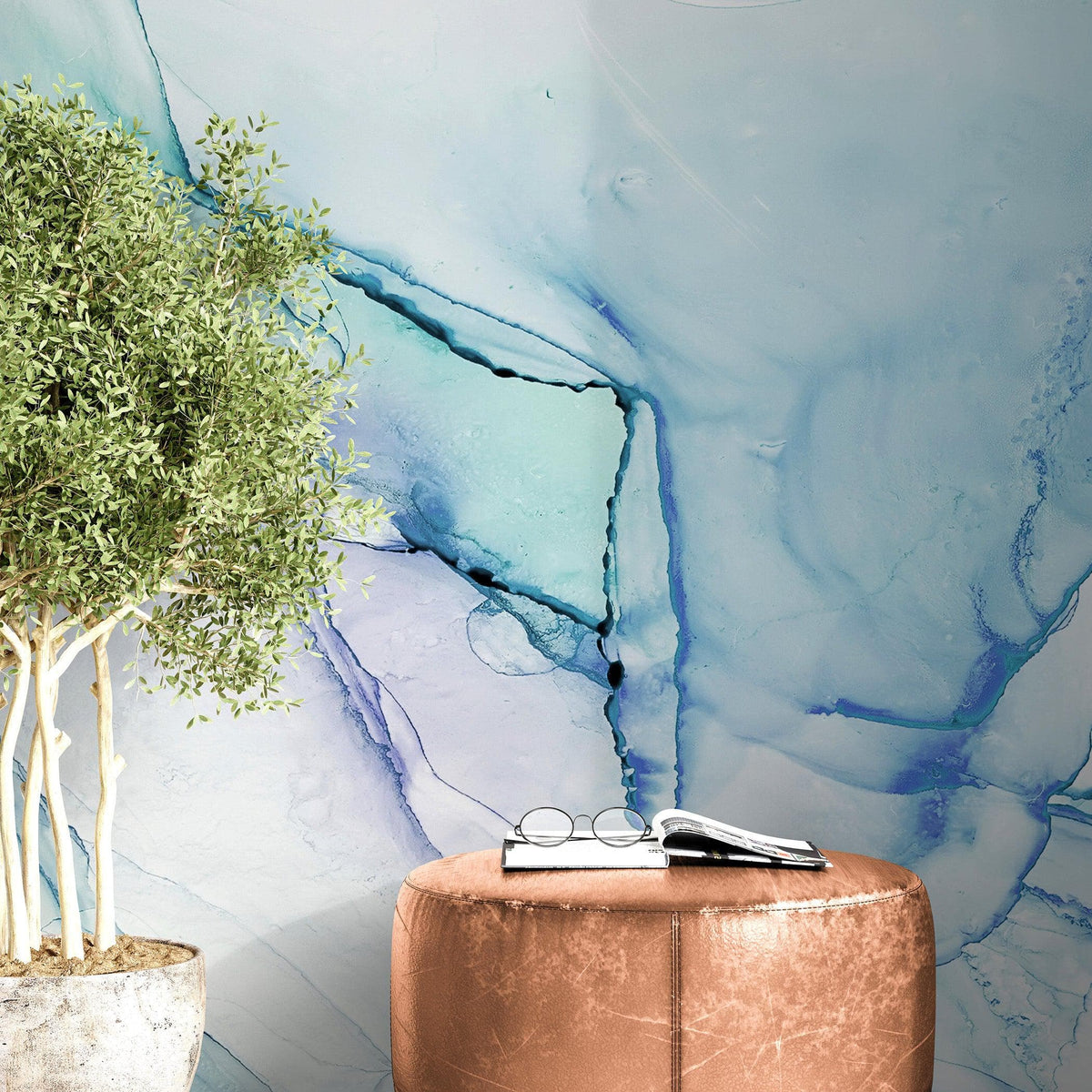 Abstract Ink Pattern Peel and Stick Wallpaper. Removable Wall Mural.