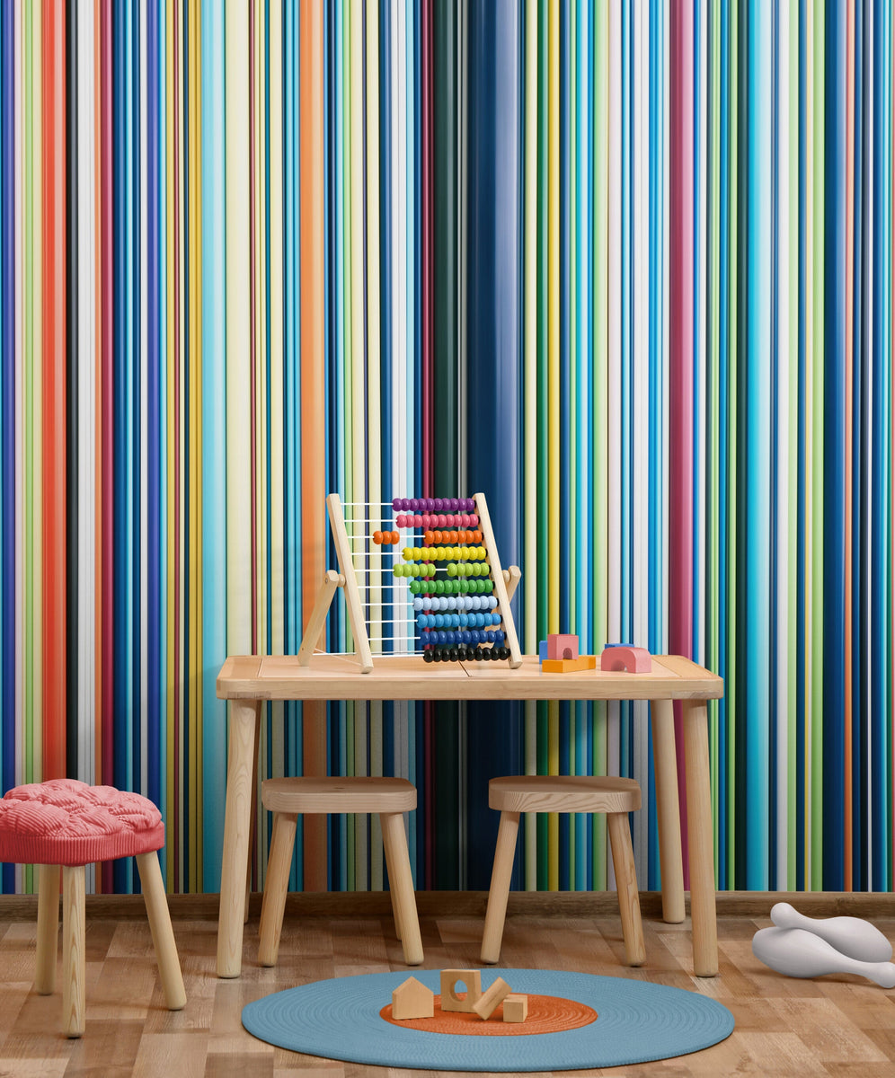 Vertical Line Color Stripes Wallpaper. Bright Rainbow Color Lines Wall