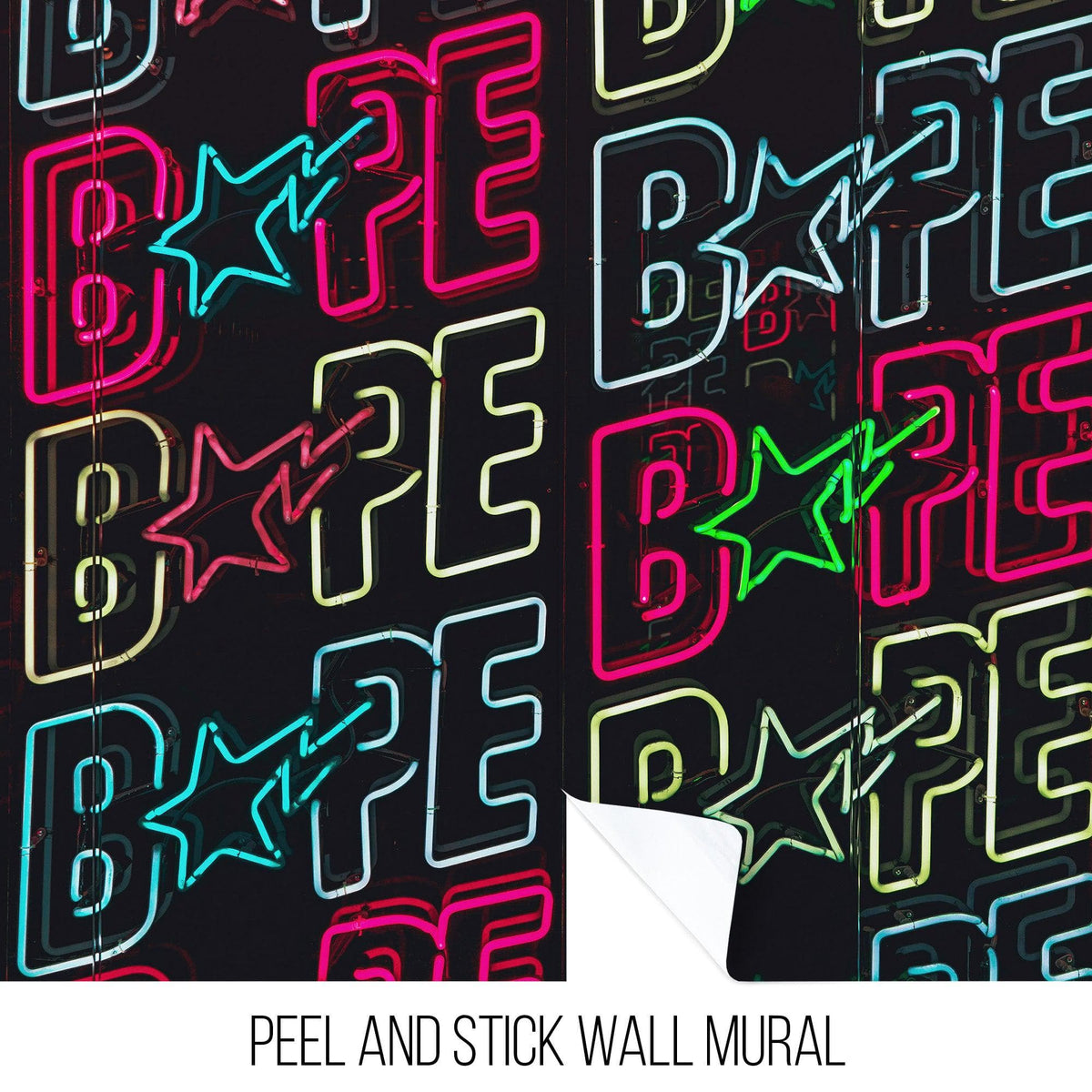 Neon Bape Brand Lights Wallpaper Mural. Streetwear Hype Beast Aestheti