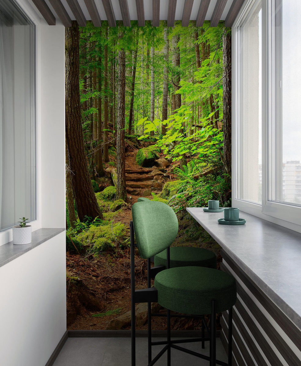 Green Forest Woodland Wall Mural – Nature's Embrace Peel and Stick Wal
