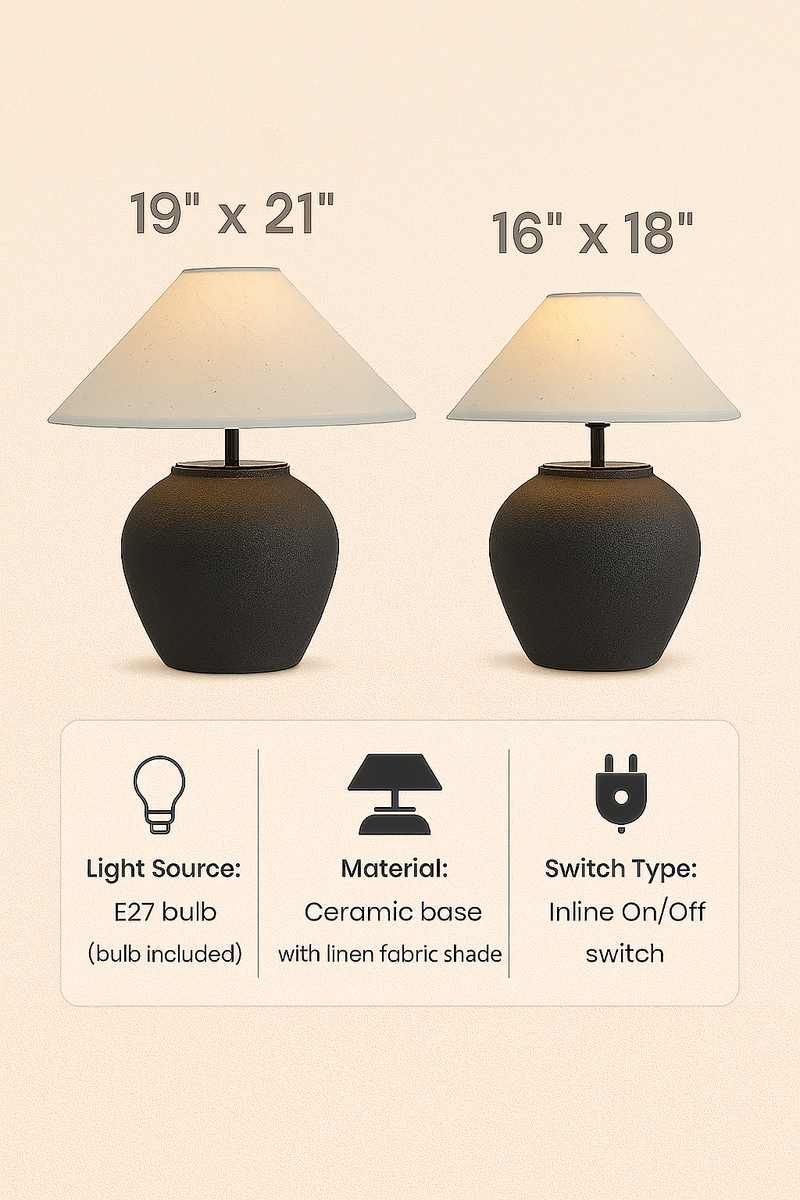 Nogy Small Round Lamp Base • Mini Ceramic Lamp for Bedroom or Living R