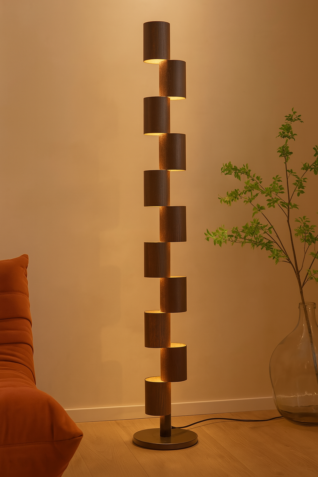 Nogy Solid Wood Free-Standing LED Lamp with Nordic Design Ideal for a