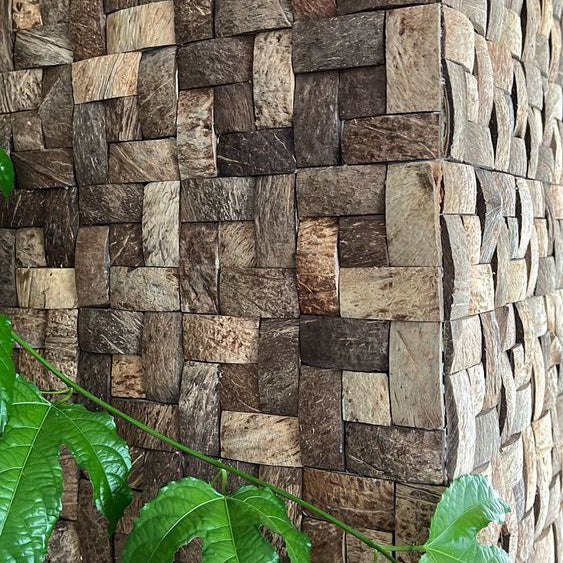 Coconut Shell Basketweave Mesh-mounted Mosaic Wall Tile - Livfloors Co