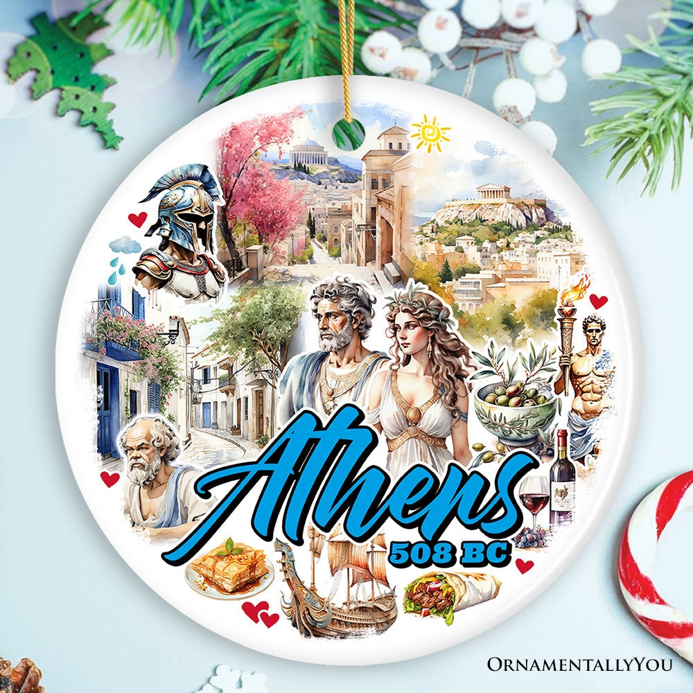 Athens Acropolis Historical Landmarks Ornament, Greek Artistic Heritag